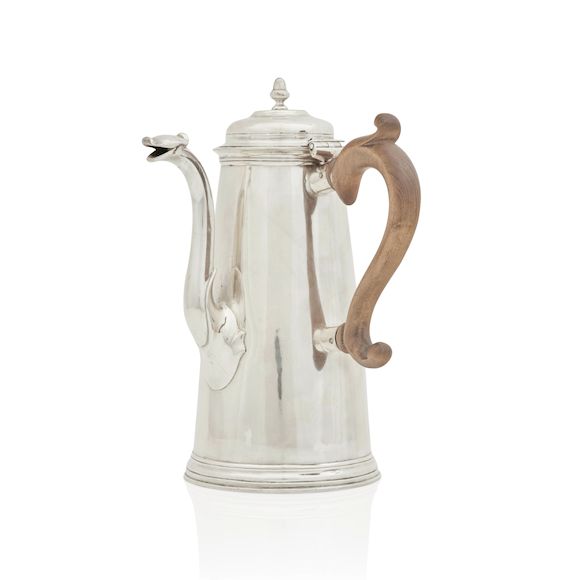 Bonhams : A George I provincial silver coffee pot Maker's mark TC ...