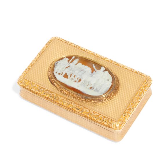Bonhams : A 19th century Swiss gold and cameo-set snuff box Bautte ...
