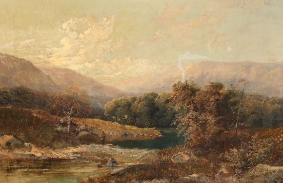 Bonhams : Henry W. Henley (British, 1831-1931) A Welsh river in autumn
