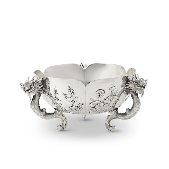Bonhams : A CHINESE EXPORT SILVER FLOWER-FORM BOWL Stamped marks of ...