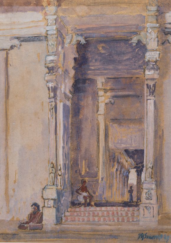 Bonhams : Entrance to an Indian temple Theodore Howard Somervell ...