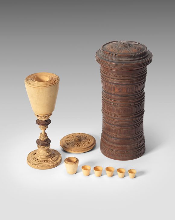 Bonhams : An extremely rare 17th century German turned and carved treen ...