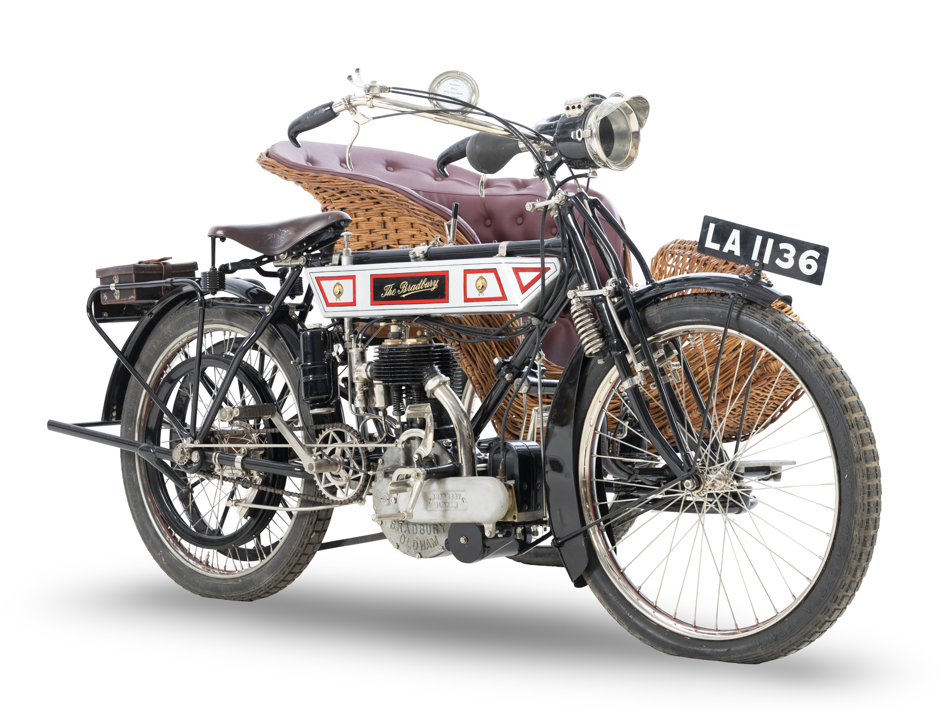 Bonhams Cars : 1910 Bradbury 3½hp Motorcycle with Wicker Sidecar Frame ...