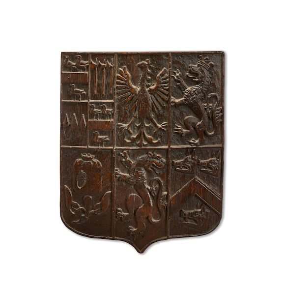 Bonhams : A carved oak heraldic shield Probably late 16th/early 17th ...