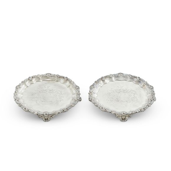 Bonhams : A pair of George III silver salvers Paul Storr, London, 1818 (2)
