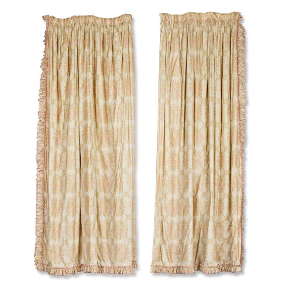 Bonhams : Two pairs of silk curtains, in Lady Anne fabric (5)