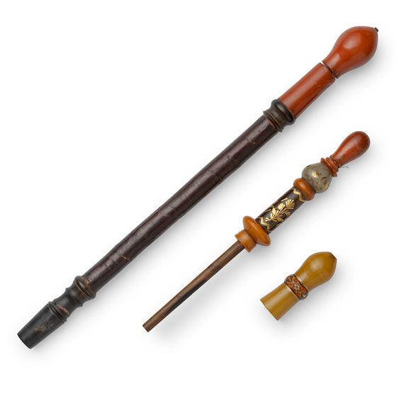 Bonhams : Three Ottoman amber and jade huqqa mouthpieces Turkey, Late ...