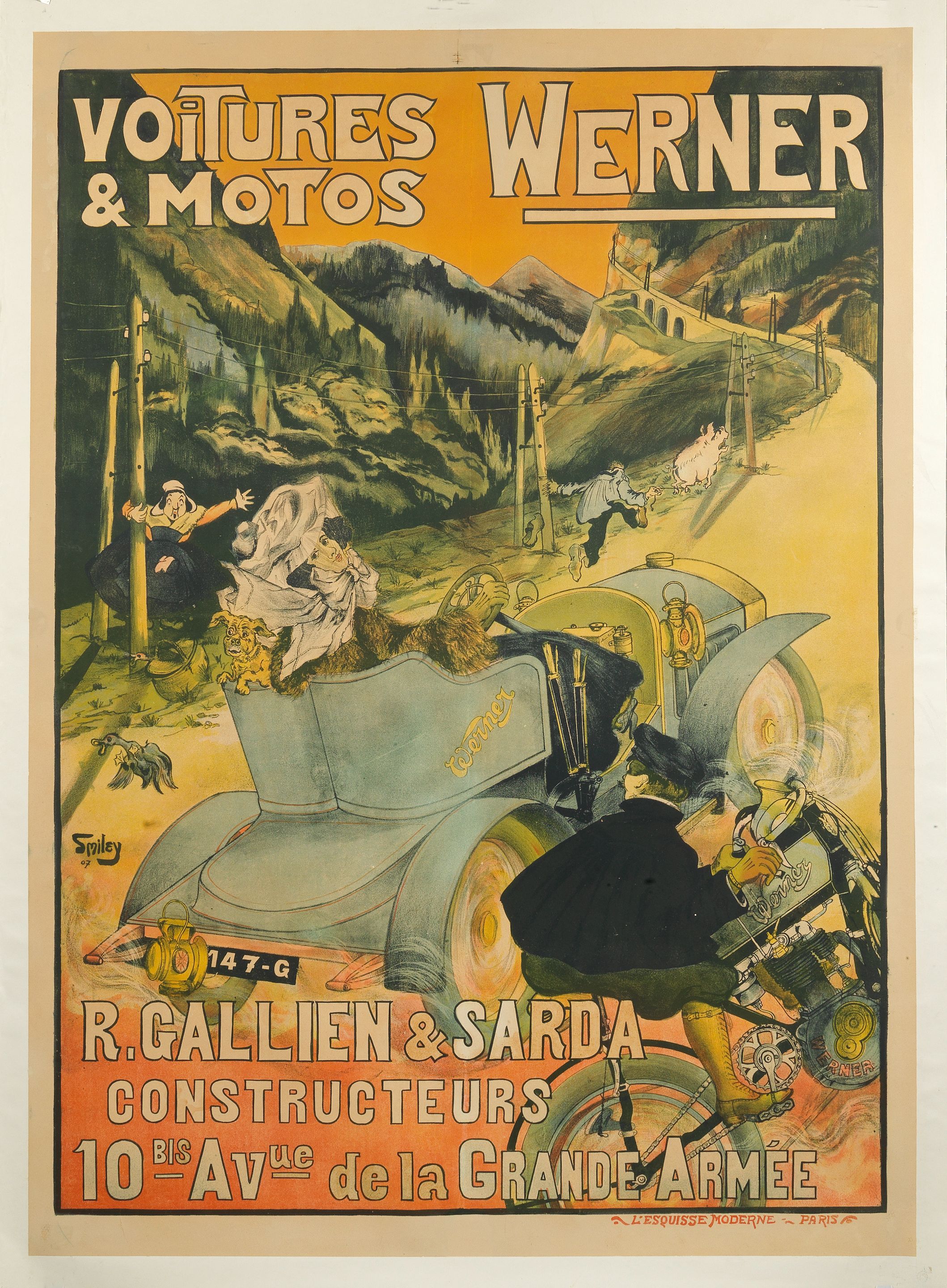 Bonhams Cars : A Werner Voitures & Motos advertising poster after ...