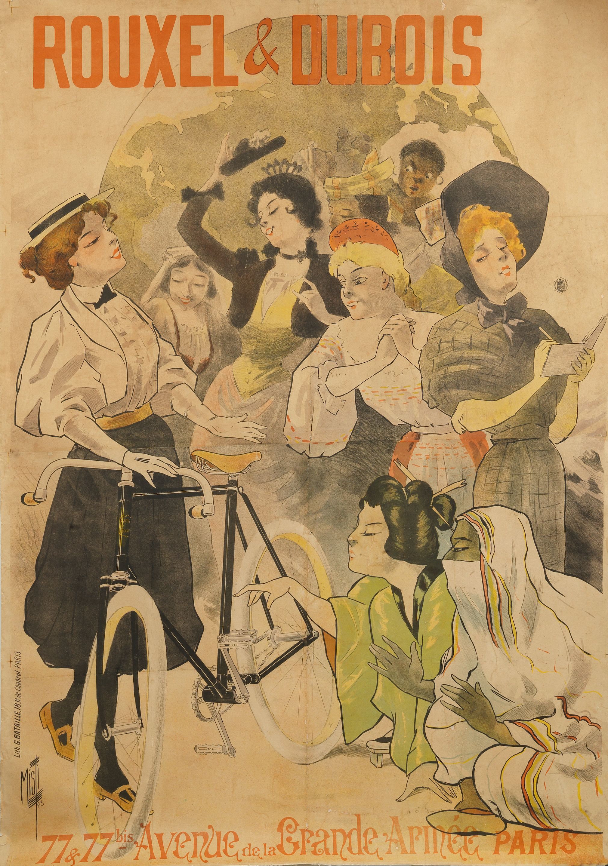 Bonhams Cars : A Rouxel & Dubois cycles advertising poster after Misti ...