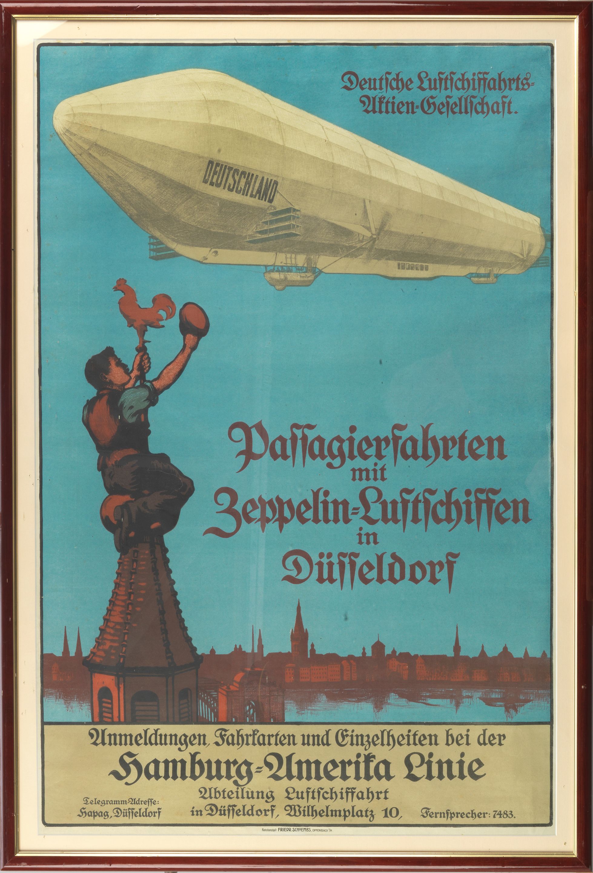 Bonhams Cars : A 'Deutschland' Zeppelin air service advertising poster ...