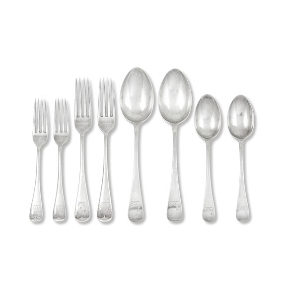 Bonhams : A Victorian silver Old English pattern flatware service John ...