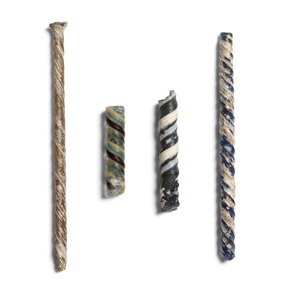 Bonhams : Four fragments from Roman glass stirring rods 3