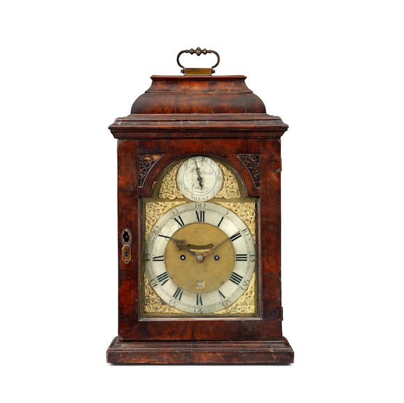 Bonhams : A mid 18th century walnut veneered striking table clock ...
