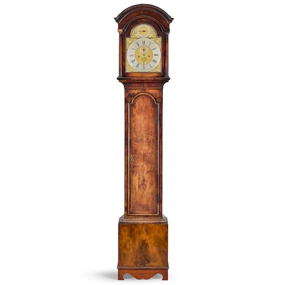 Bonhams : A fine early 18th century walnut veneered striking longcase ...