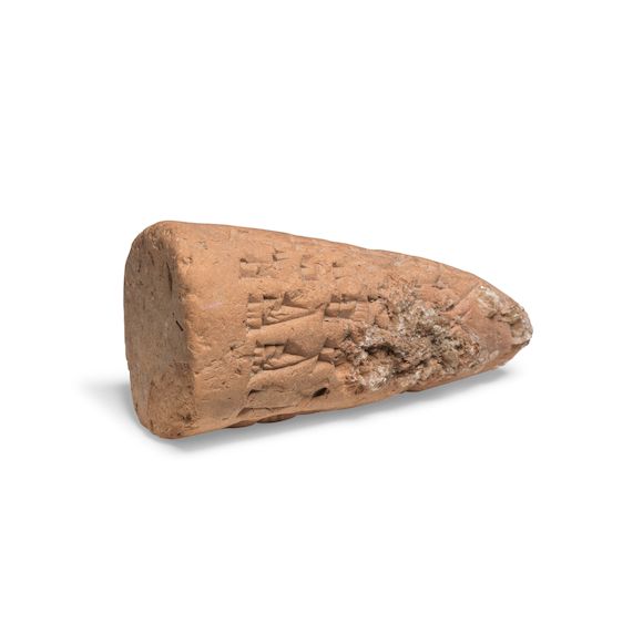 Bonhams : A small Mesopotamian clay cuneiform foundation cone inscribed ...