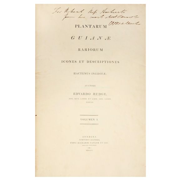 Bonhams : RUDGE (EDWARD) Plantarum Guianae rariorum icones et ...