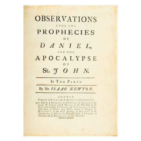 Bonhams : NEWTON (ISAAC) Observations upon the Prophecies of Daniel ...