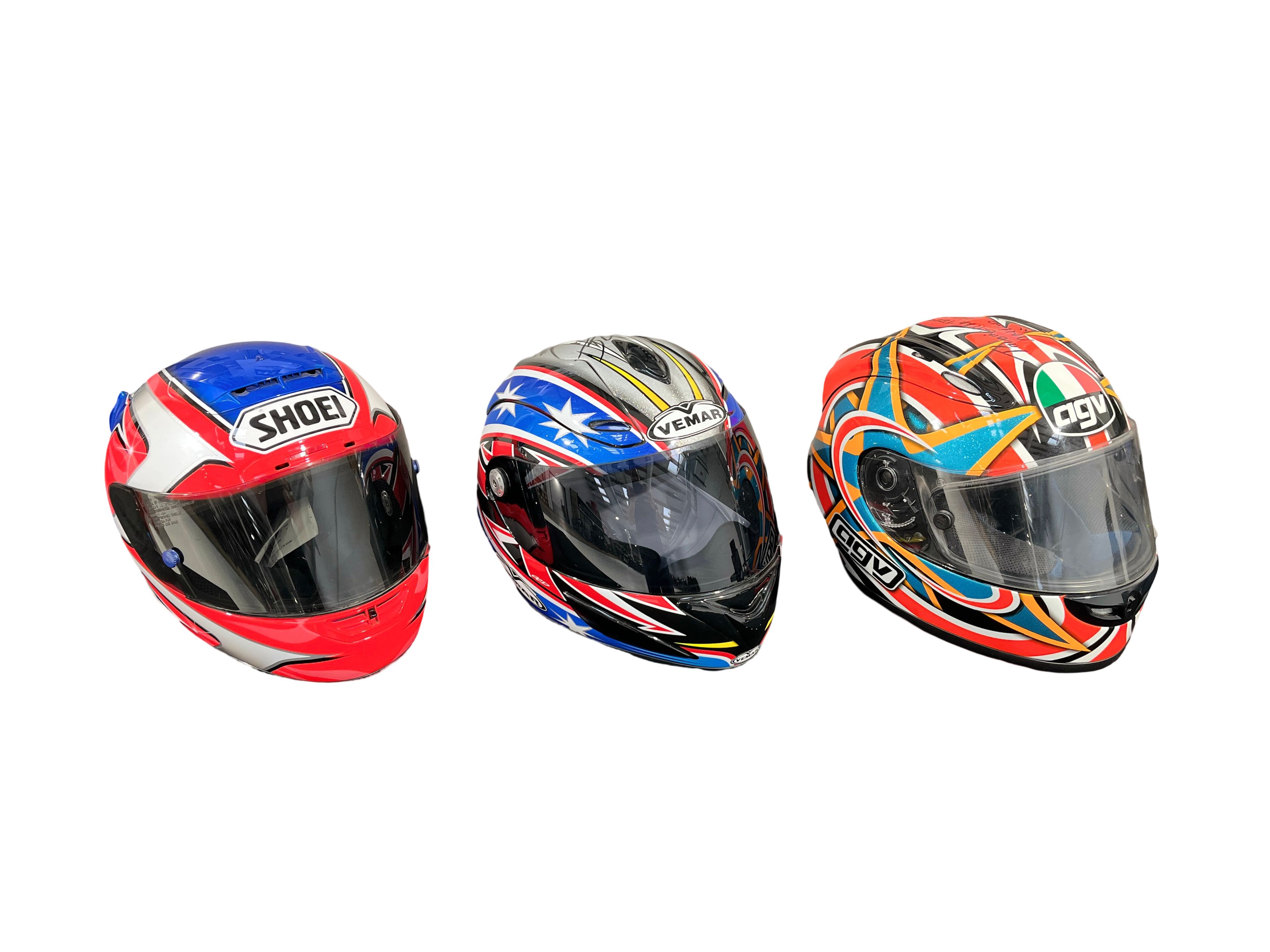 Bonhams Cars : Three Motorcycle Racing Helmets for riders Hector Faubel ...