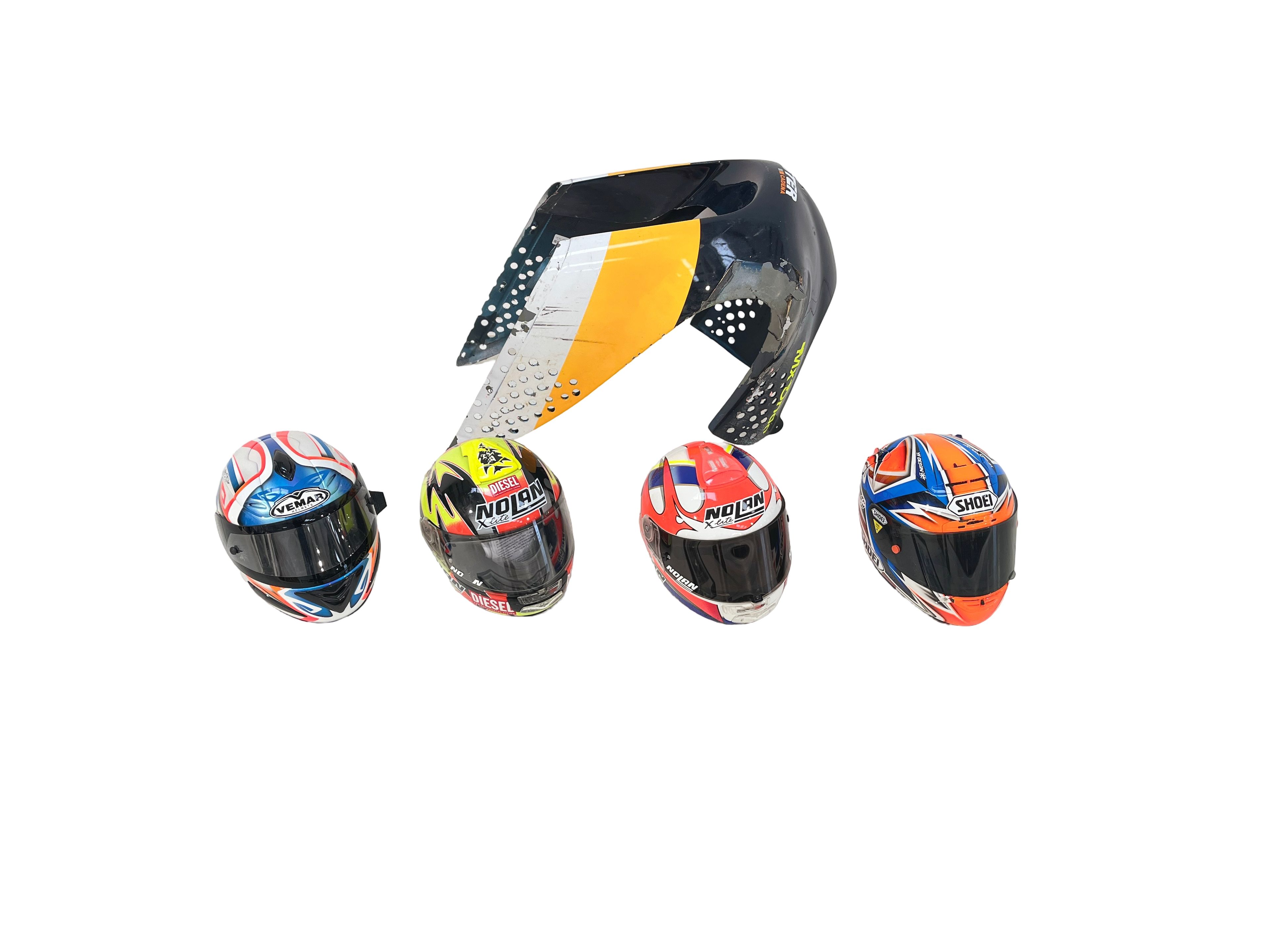 Bonhams Cars : Four Motorcycle Racing Helmets, for riders Luca ...