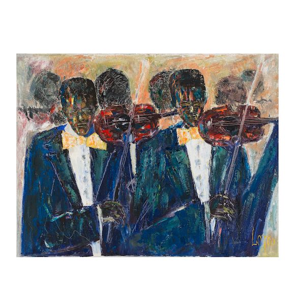 Bonhams : Larry Otoo (Ghanaian, born 1956) Two violinists