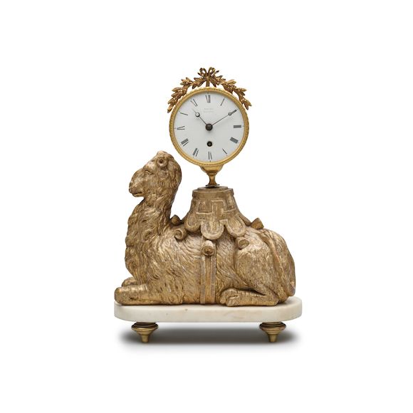 Bonhams : An unusual gilt wood figural clock in the form of a seated ...