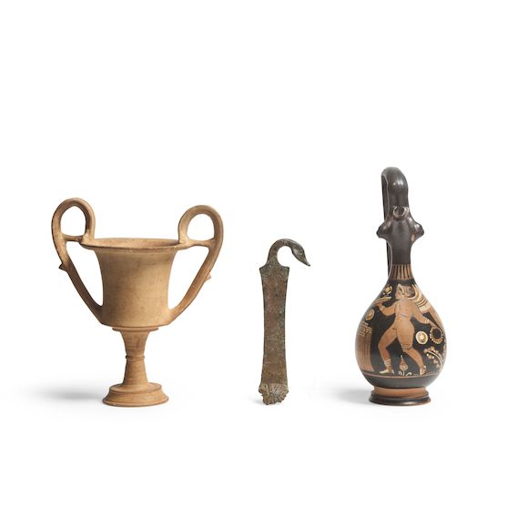 Bonhams : A Canosan pottery kantharos, an Apulian red-figure pottery ...