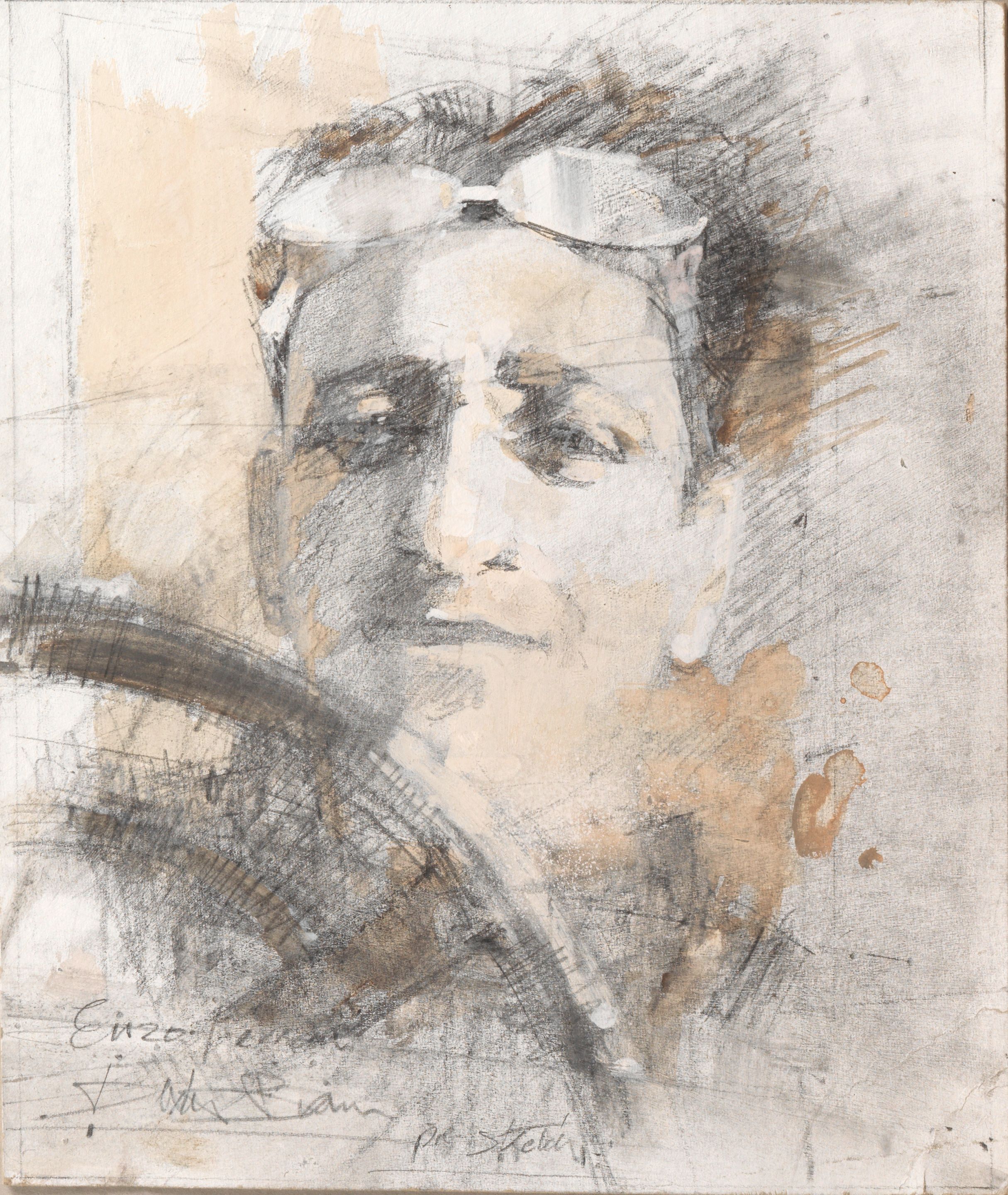 Bonhams Cars : Dexter Brown (British, 1942-), a portrait of Enzo Ferrari,