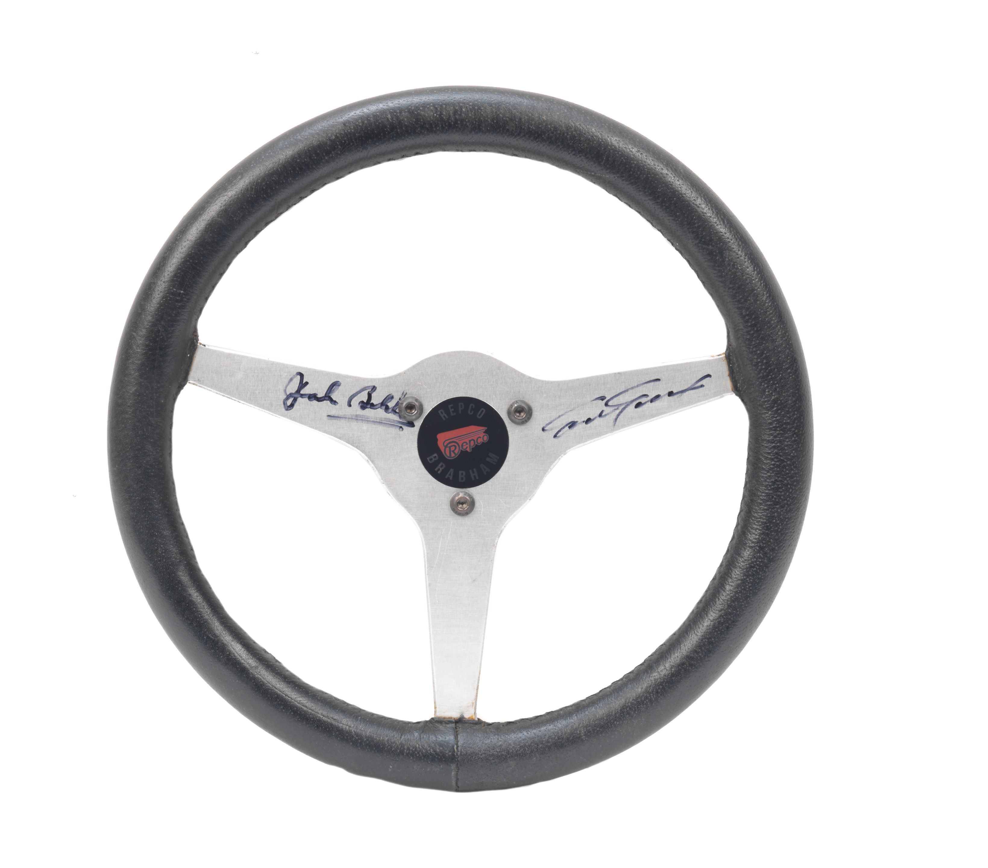 Bonhams Cars : A Brabham Repco BT7 steering wheel, signed by Jack ...