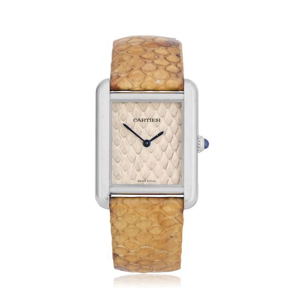 Bonhams : Cartier. A stainless steel quartz wristwatch Tank Solo ...