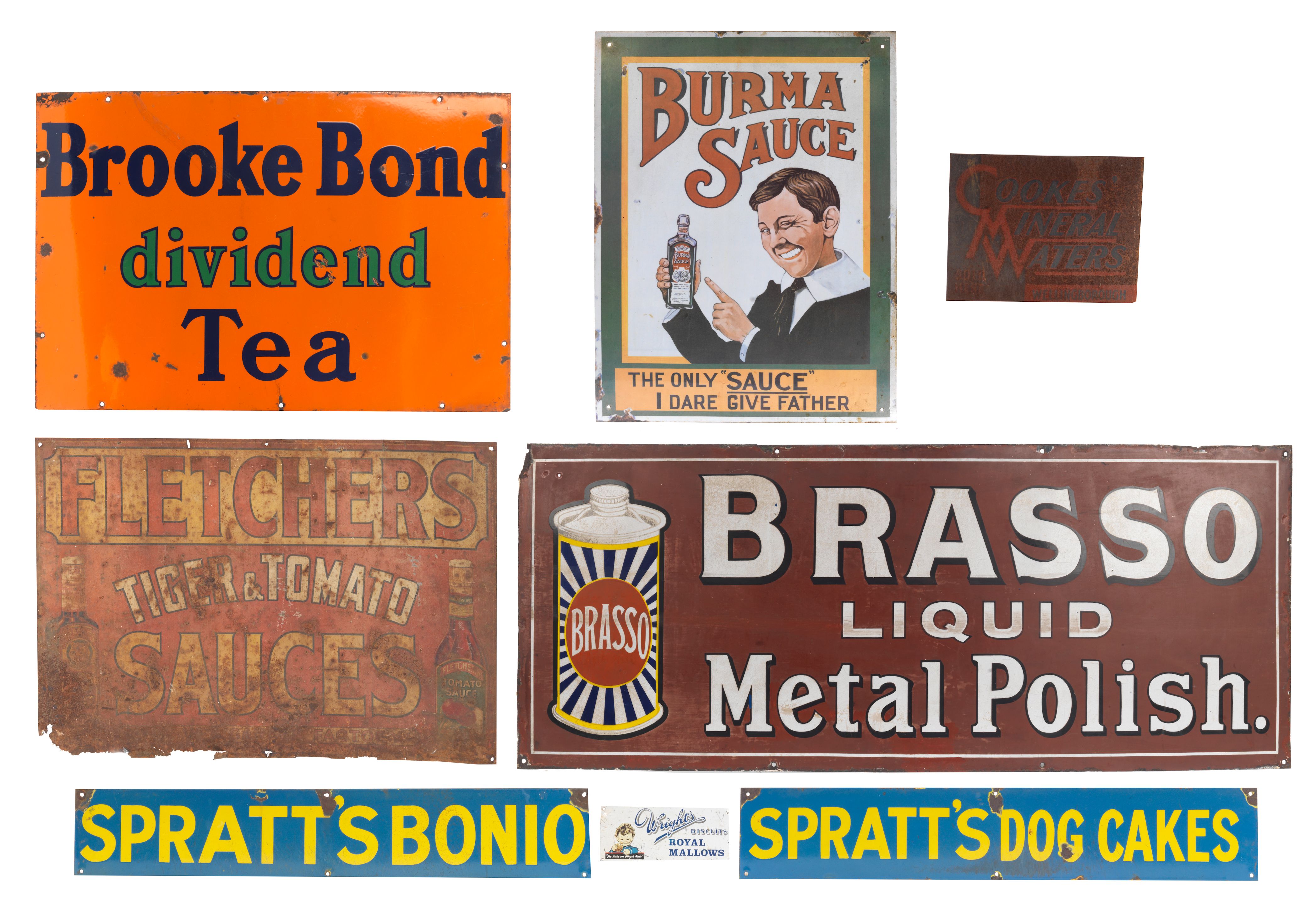 Bonhams Cars : Seven enamel and printed tin advertising signs for ...