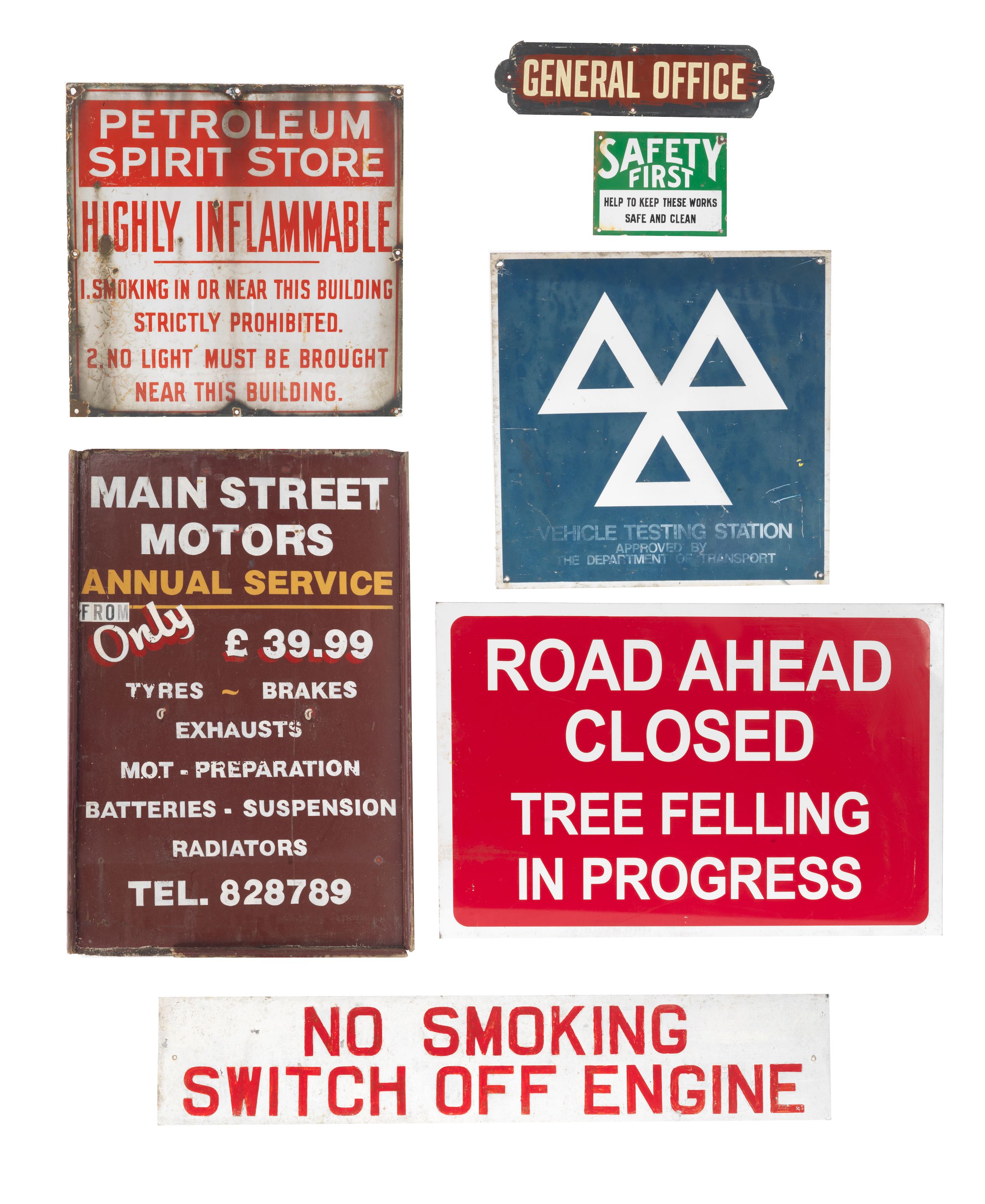 Bonhams Cars : Seven assorted garage signs, ((7))