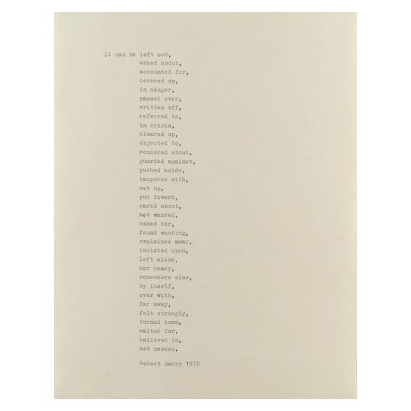 Bonhams Cornette de Saint Cyr : ROBERT BARRY (N. 1936) It can be left ...