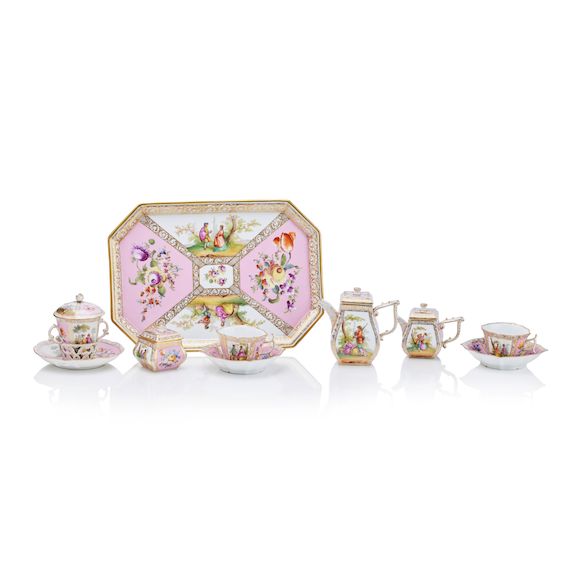 Bonhams : A Dresden porcelain tête-à-tête tea service late 19th century