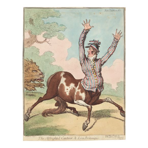 Bonhams : James Gillray (British, 1756-1815) The Affrighted Centaur ...