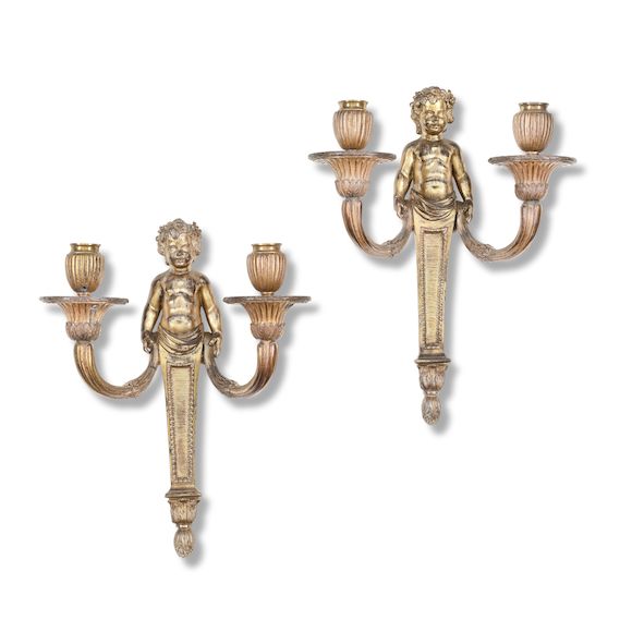 Bonhams : A pair of 19th century French gilt bronze wall lights In the ...