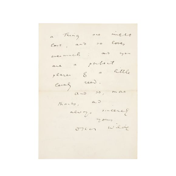 Bonhams : WILDE (OSCAR) Autograph letter signed to Herbert Percy Horne ...