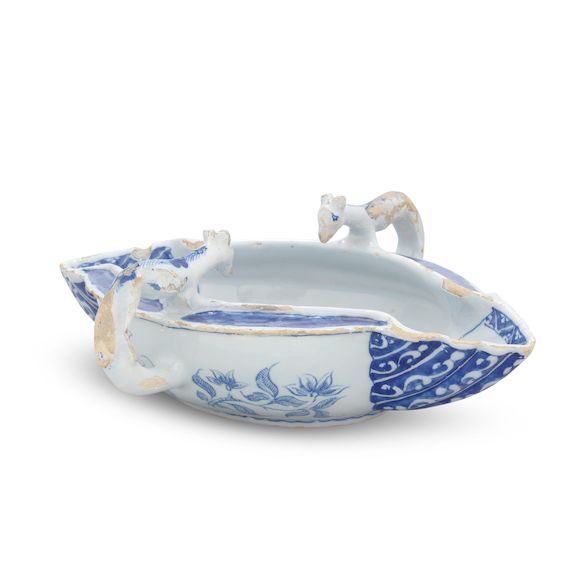 Bonhams : An English delftware sauceboat, Liverpool or Lancaster, circa ...