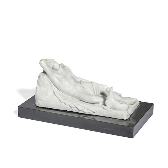 Bonhams : A George Cocker biscuit figure of reclining Endymion with ...