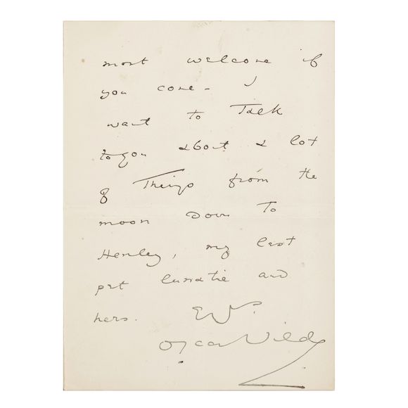 Bonhams : WILDE (OSCAR) Autograph letter signed to Theodore Watts ...