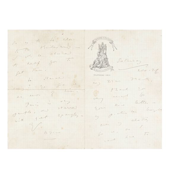 Bonhams : WILDE (OSCAR) Autograph letter signed to "My Dear Frank ...
