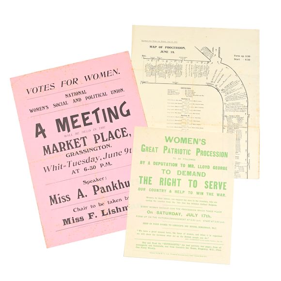 Bonhams : ADVERTISING 3 posters advertising WSPU events (3)