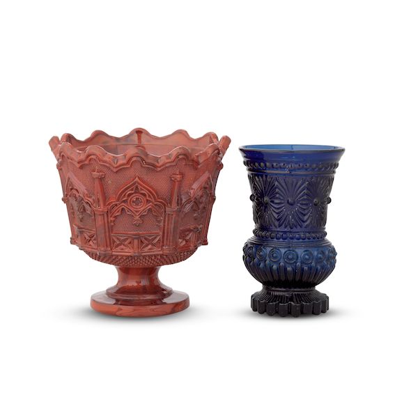 Bonhams : A rare French moulded red 'agate' or 'Lithyalin' sugar bowl ...