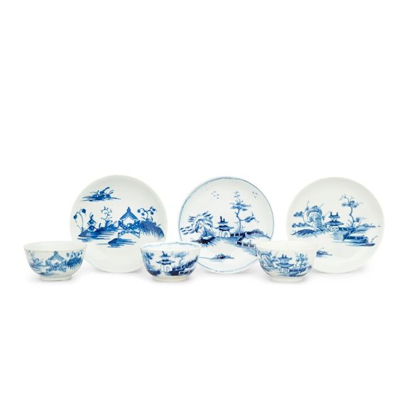 Bonhams : Three Longton Hall teabowls and saucers, circa 1754-60