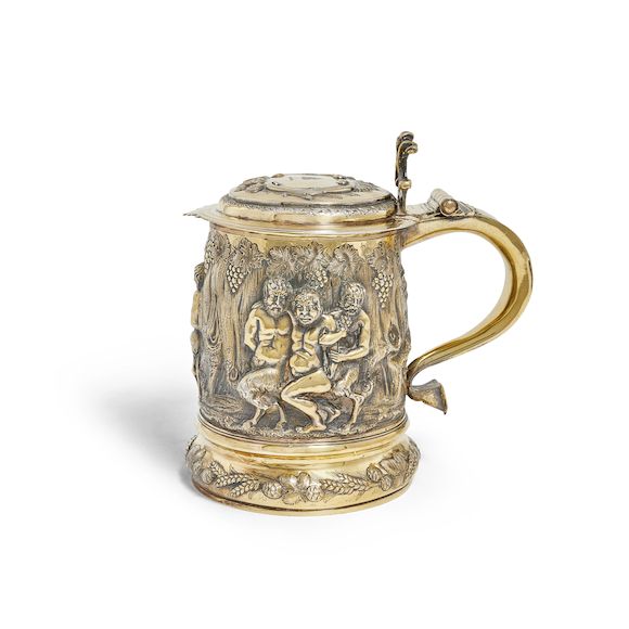 Bonhams : A silver-gilt lidded tankard maker's mark AR in a rectangular ...