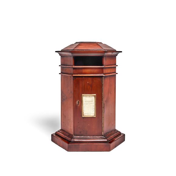 Bonhams : A yew wood 'Country House' type post box In the Victorian Style