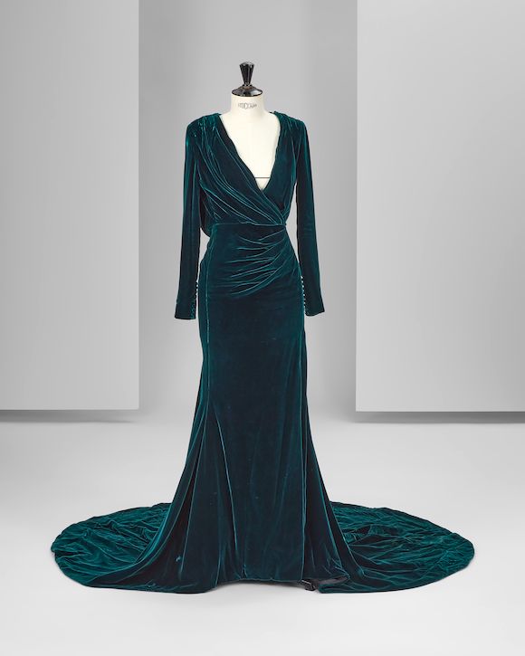 Bonhams : Ralph & Russo Haute Couture: Emerald Green Silk Velvet ...