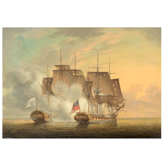 Bonhams : Robert Dodd (British, 1748-1816) H.M.S. Coventry in close ...